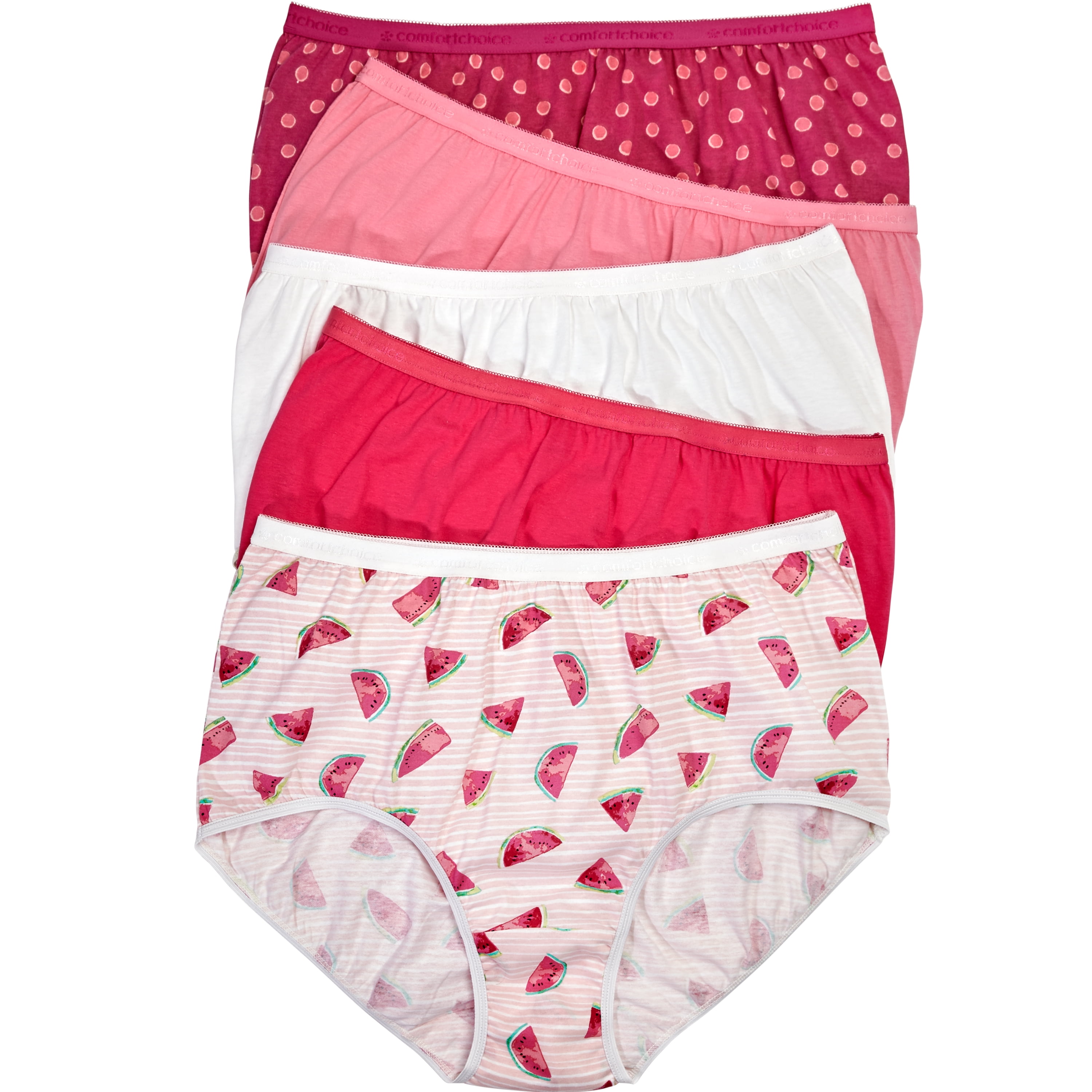 Comfort Choice Women's Plus Size 10-Pack Pure Cotton Full-Cut Brief ...