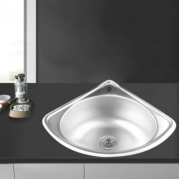 Miumaeov Stainless Steel Wall-Mounted Single Bowl Sink Triangle Wash ...