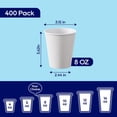 400 Pack 8 oz Disposable Paper Coffee Cups, White Paper Hot Coffee Cups ...