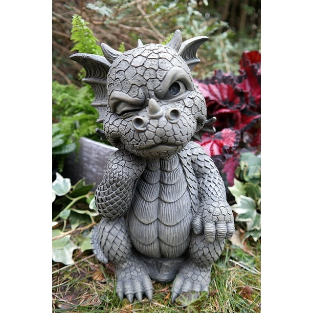Ebros Le Penseur The Thinker Whimsical Garden Dragon Statue 10" H Cute ...