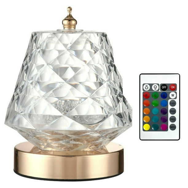 EIMELI LED Crystal Night Light Acrylic Remote Control Water Ripple ...