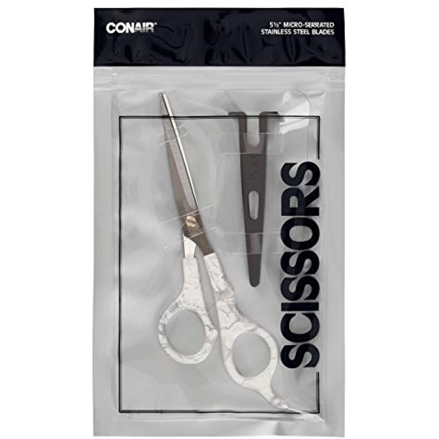 Conair Cararra Micro-Serrated Japanese Marble Shears w/Safety Blade ...
