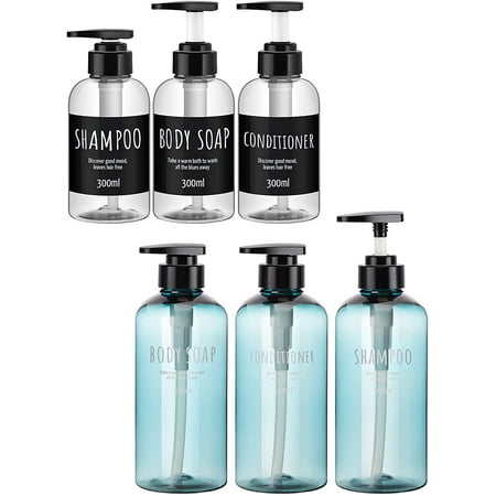 6 Pack Shower Bottles Refillable, 16.9oz & 10.1oz Shampoo Conditioner ...