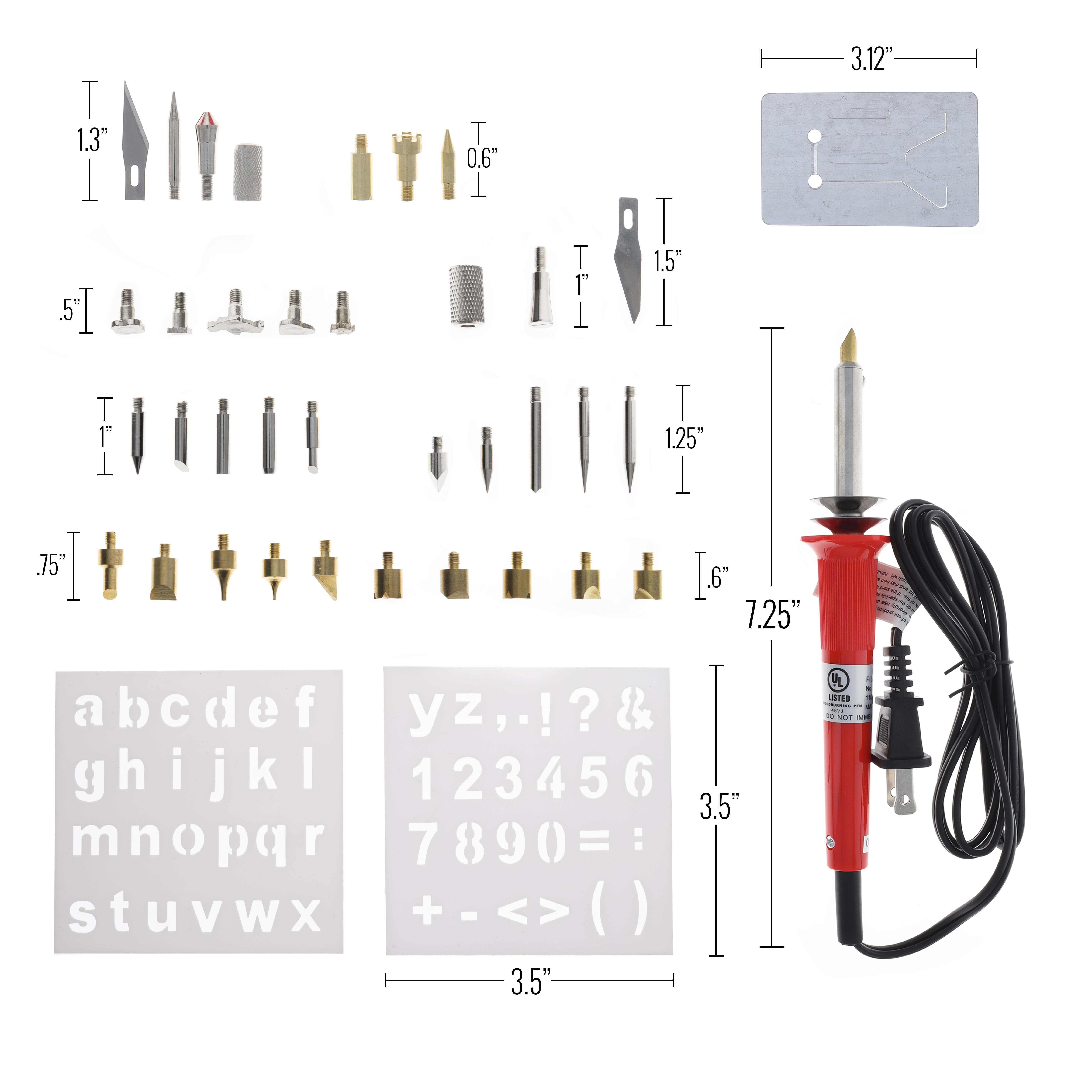 Wood Burning Pen 37-Piece Set With Tips, Stencils & Hot Knife ...