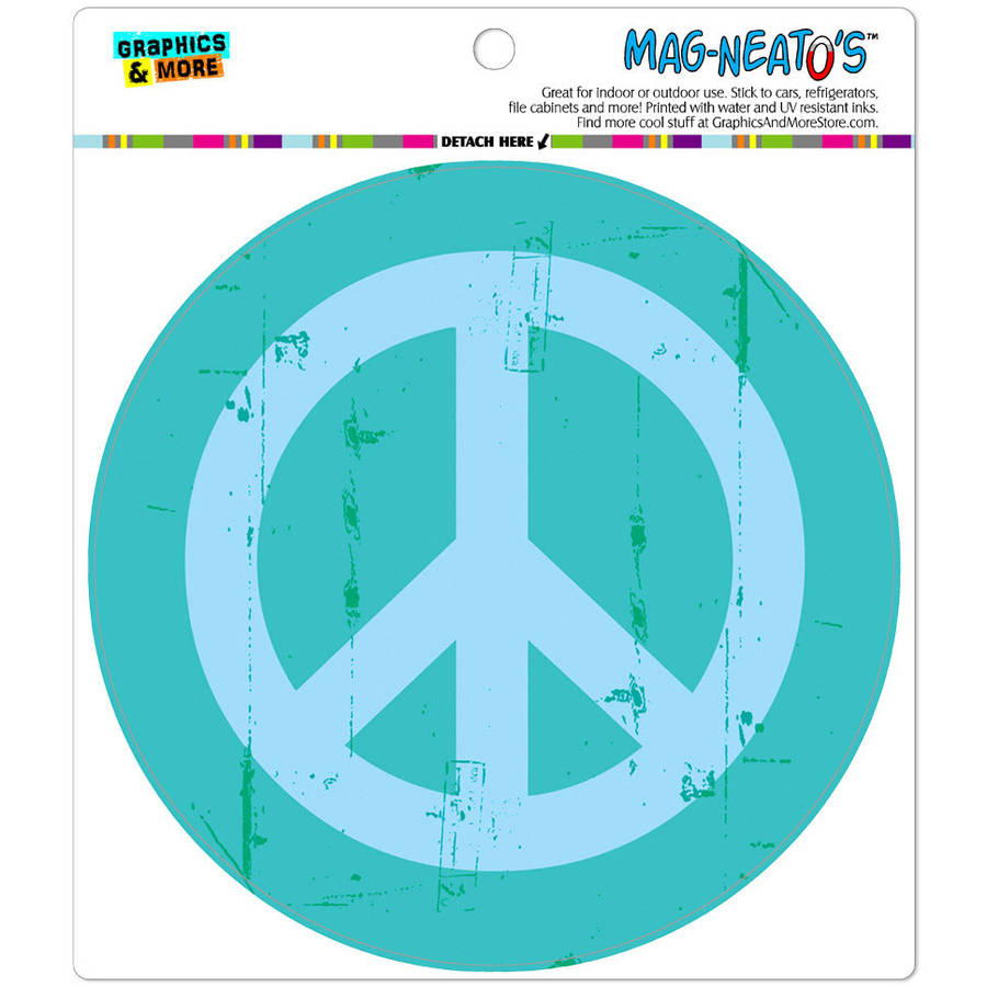 Artsy Peace Sign Symbol Teal Automotive Car Refrigerator Locker Vinyl ...