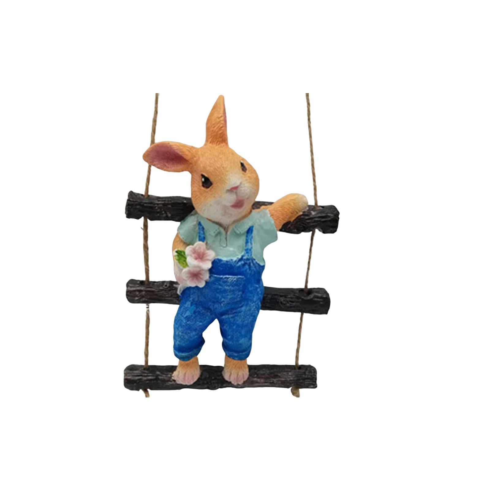Hanging Decoration Animal Gifts Resin Swing Rabbit Garden Landscape ...