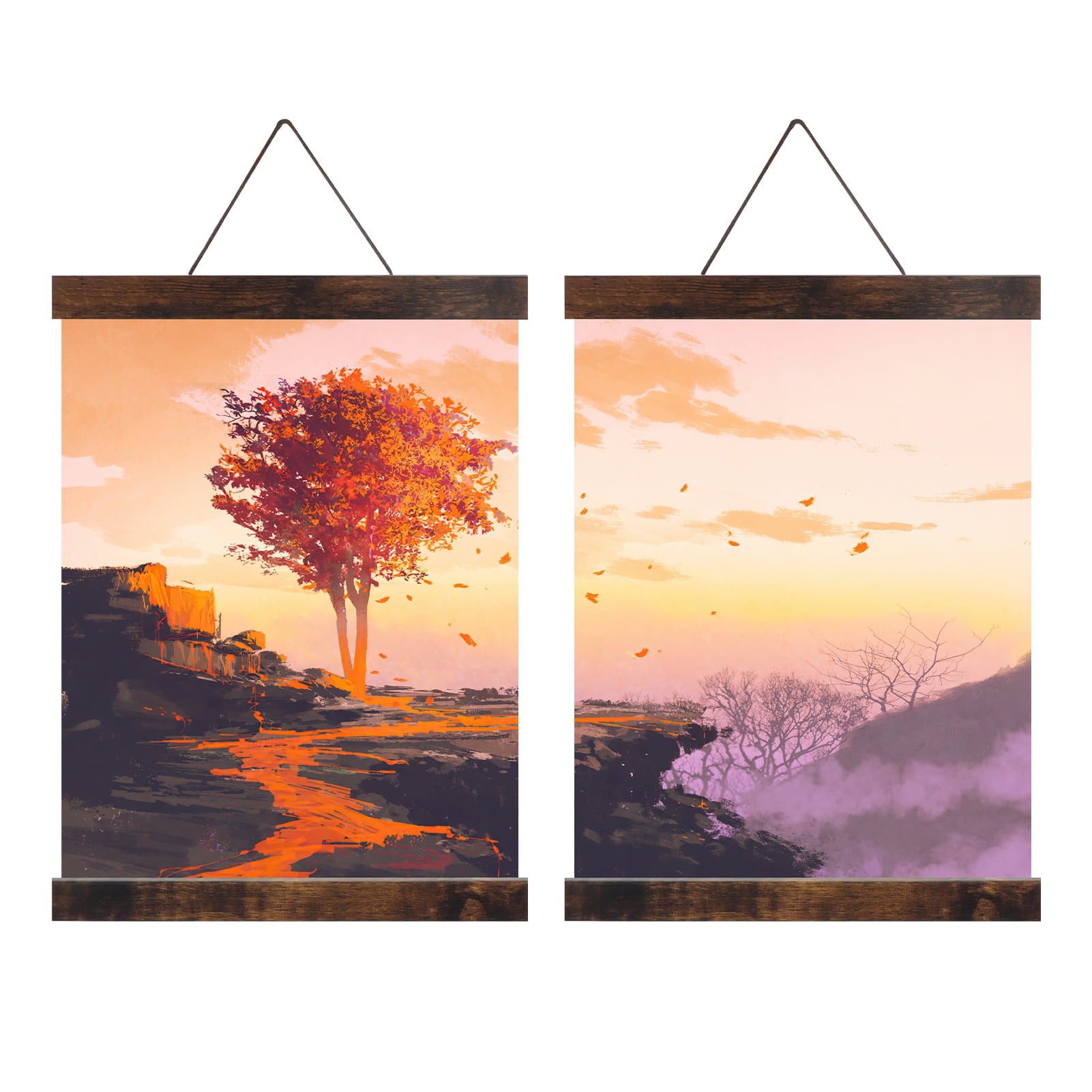 Wood Magnetic Poster Hanger Frame 2Pcs Simple Wood Photo Hangers Kit ...