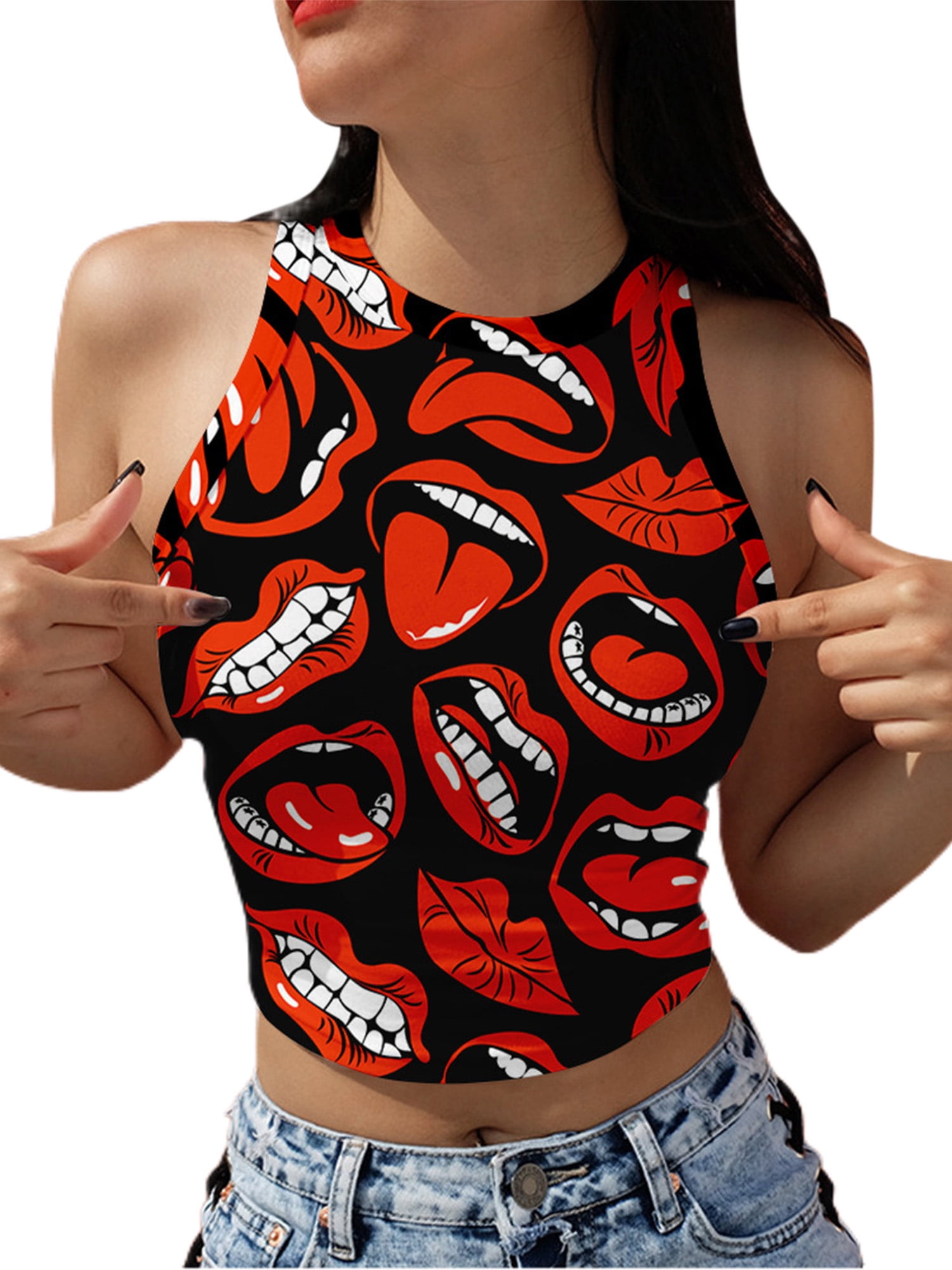LSFYSZD Women Sleeveless Camisole Crop Tank Tops Trendy Aesthetic ...