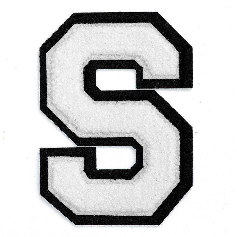 Chenille Stitch Varsity Iron-On Patch by pc, 4-1/2", White/Black, TR ...