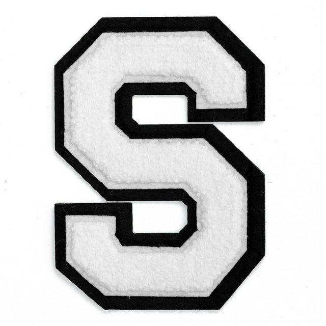 Chenille Stitch Varsity Iron-On Patch by pc, 4-1/2", White/Black, TR ...