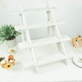 BalsaCircle 21" Whitewashed 4 Tier Wooden Cupcake Holder Ladder Dessert ...