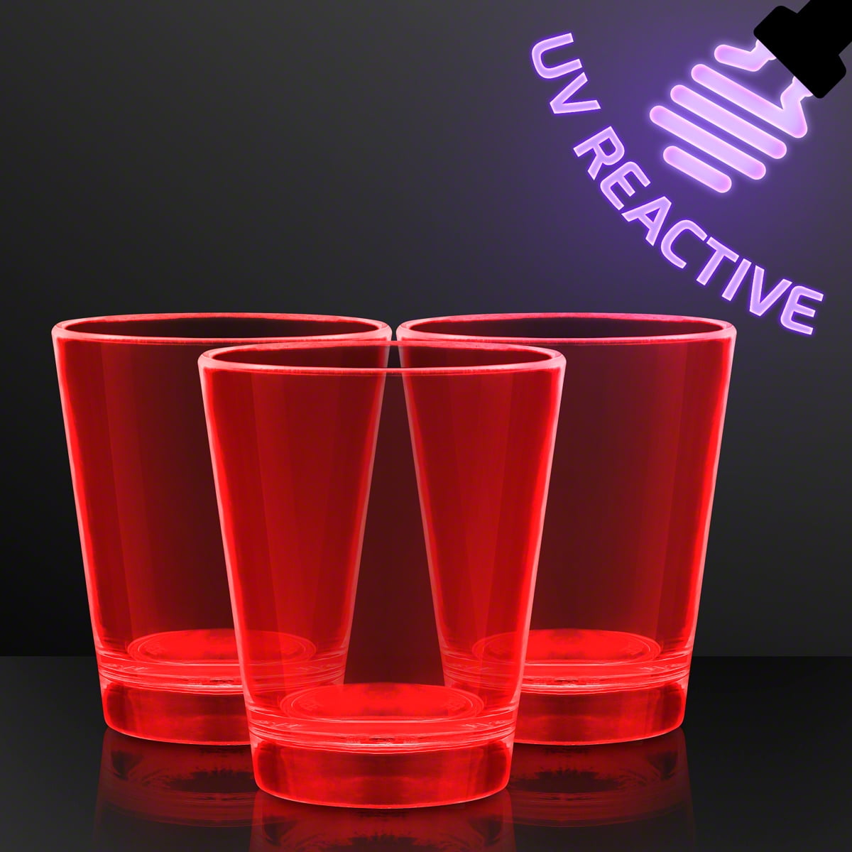 FlashingBlinkyLights 1.5 oz. Red Glow Neon UV Reactive Shot Glasses ...