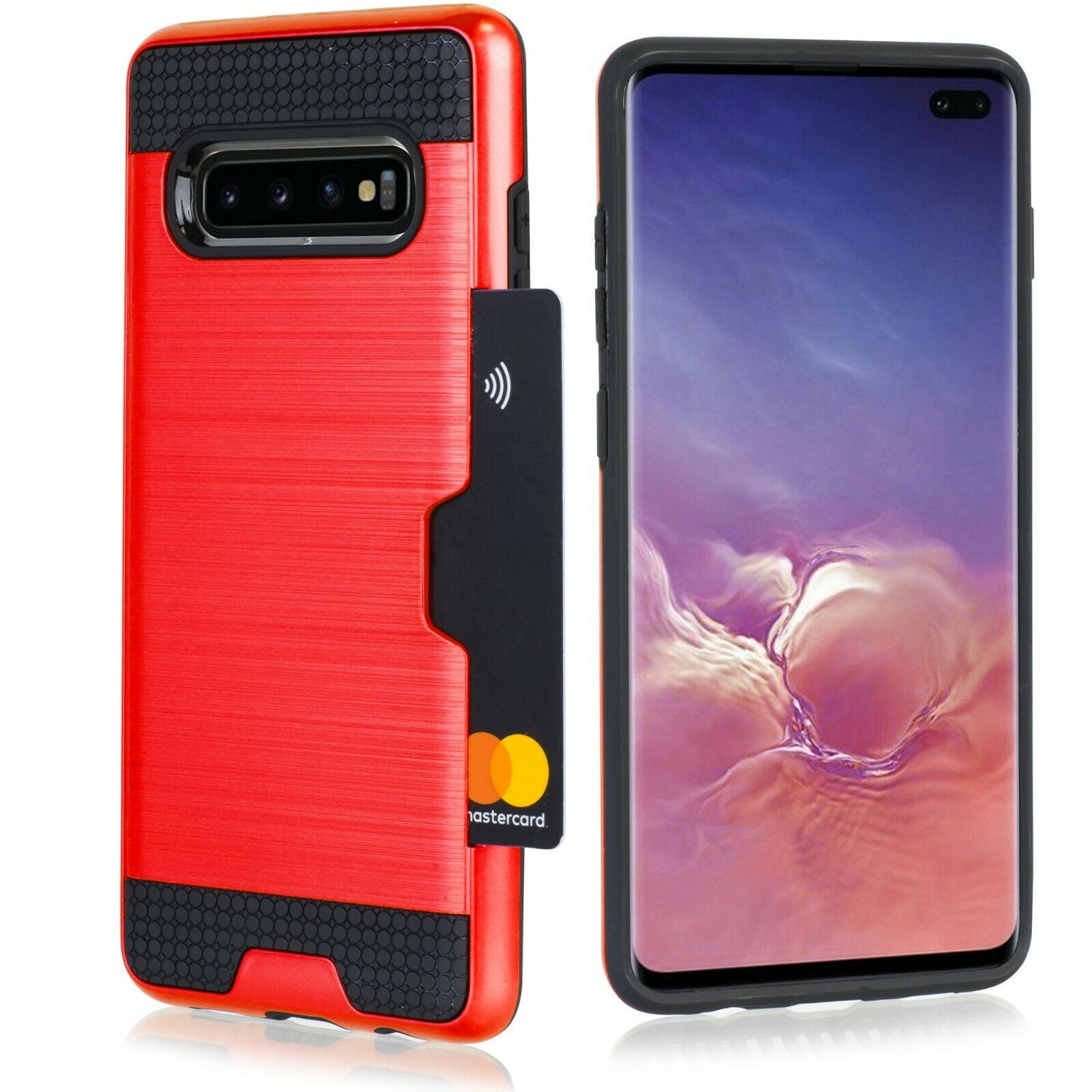 for 6.4" Samsung Galaxy S10 Plus Cardholder Slot Brushed Metal Slip ...