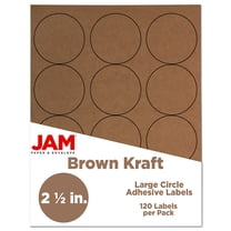 JAM Paper Circle Label Sticker Seals, 2.5 in Diameter, Brown Kraft, 120 ...