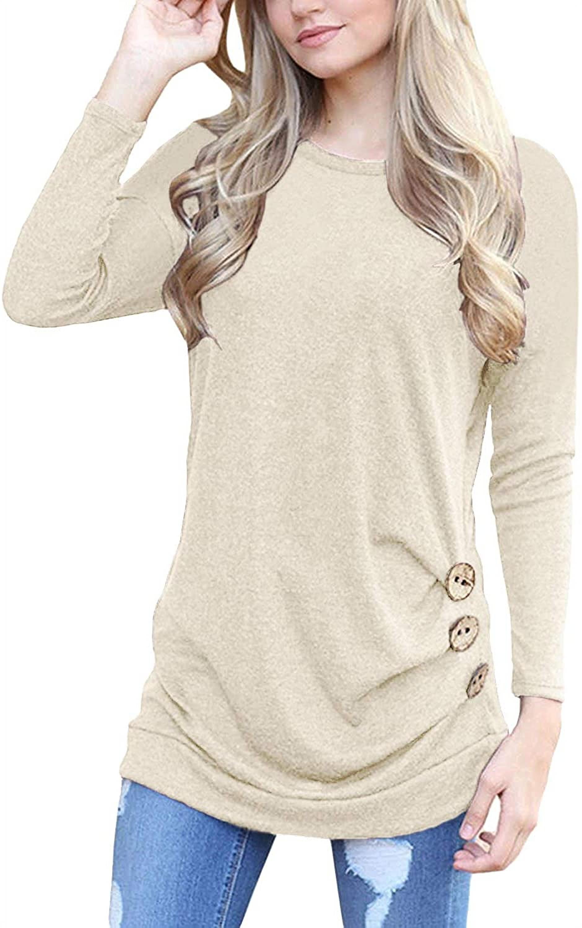 JuneFish Women's Casual Long Sleeve Tunic Tops Fall T-shirt Blouses ...