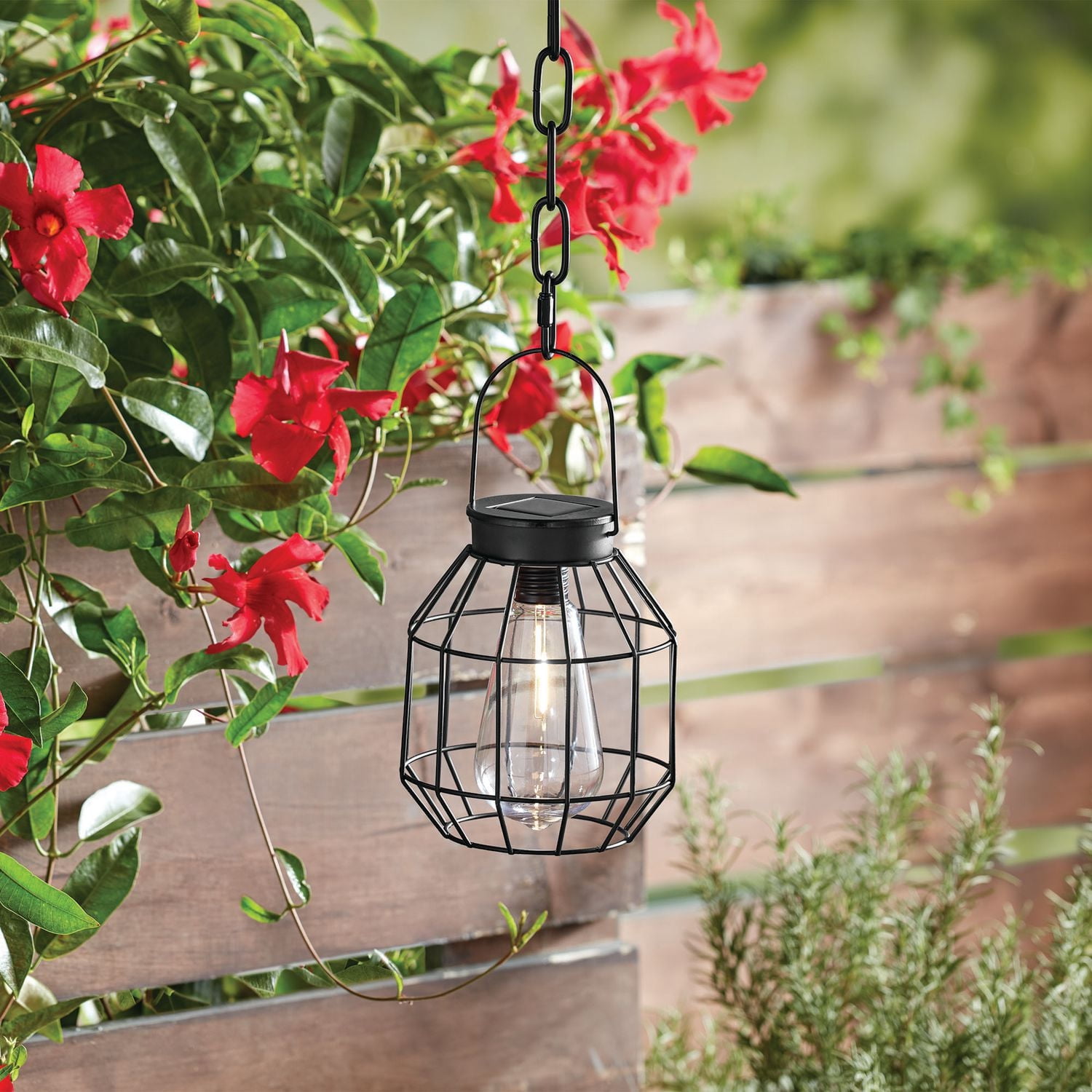 Mainstays 6.75" Black Metal Solar Powered Lantern with LED Bulb, Solar ...