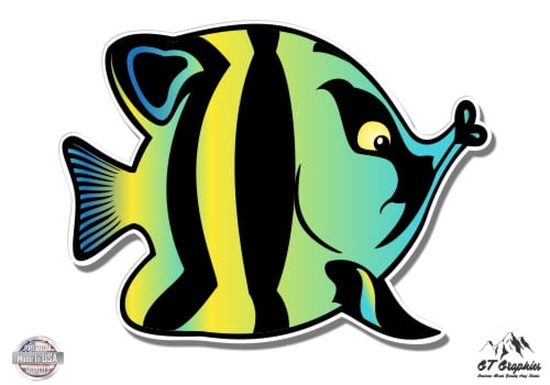 Tropical Cute Funny Fish - 12" Vinyl Sticker Waterproof Decal - Walmart.com