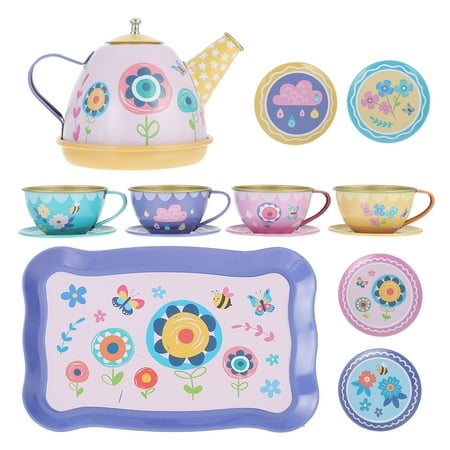 1 Set Garden Pretend Playset Kids Pretend Tin Teapot Set Tea Set ...