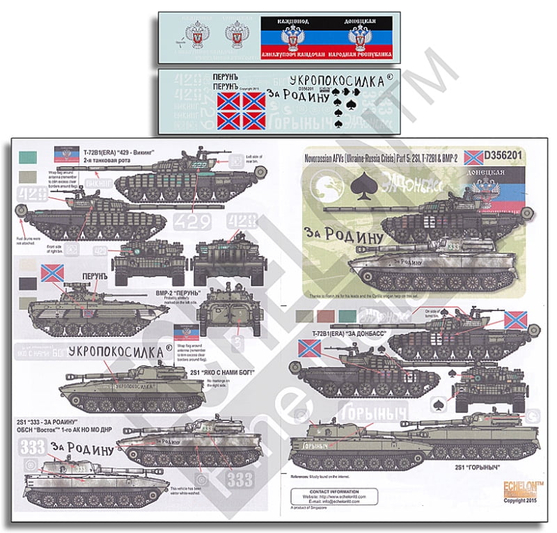 Echelon 1:35 Novorossian AFV Ukraine Crisis Part 5 T-72B1 ERA 2S1 BMP-2 ...