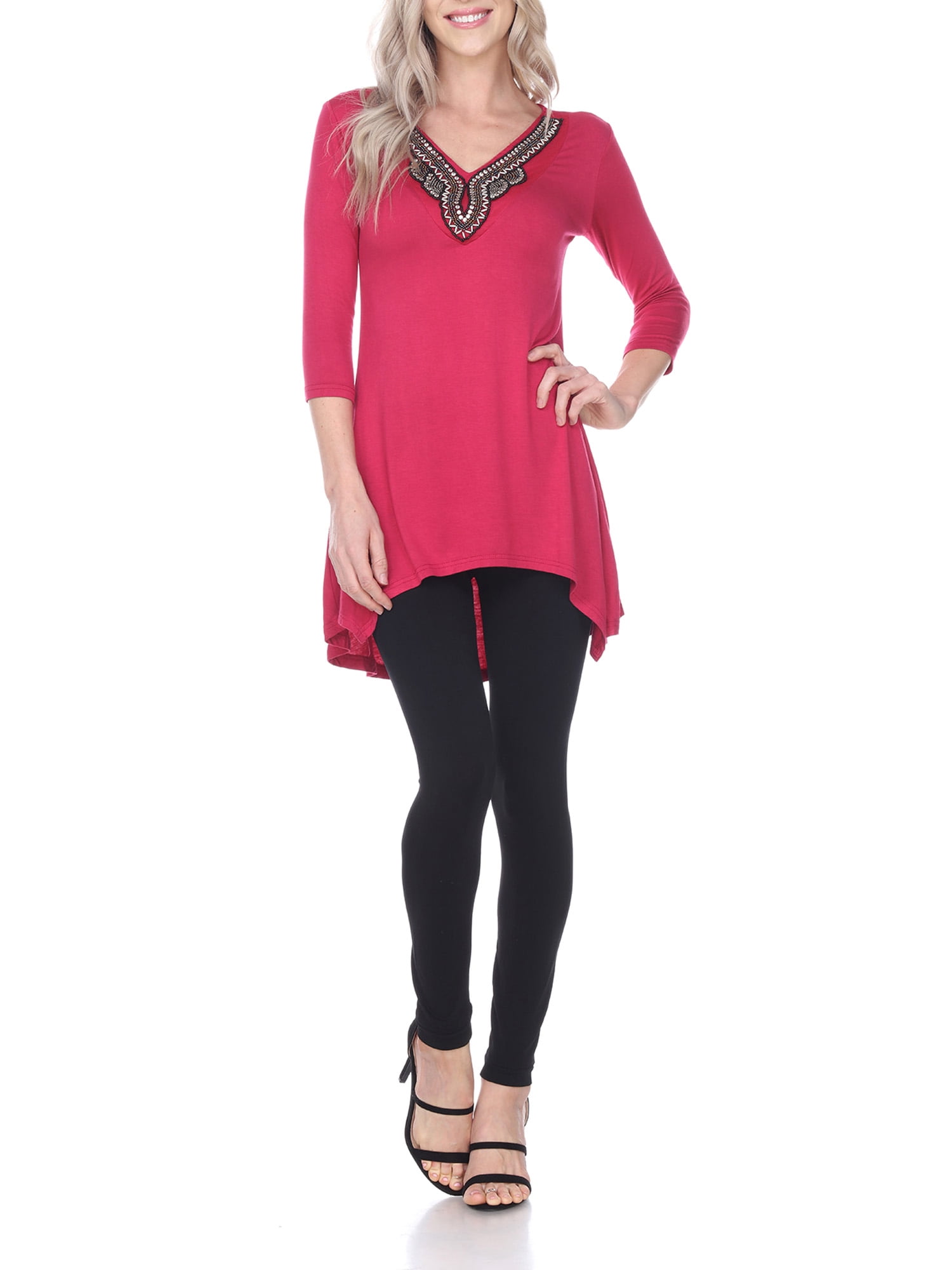 Women's 3/4 Sleeve Beaded Tunic - Walmart.com