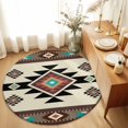 Brown Ethnic Pattern Area Rug, Retro Bohemian Square Abstract Geometric ...