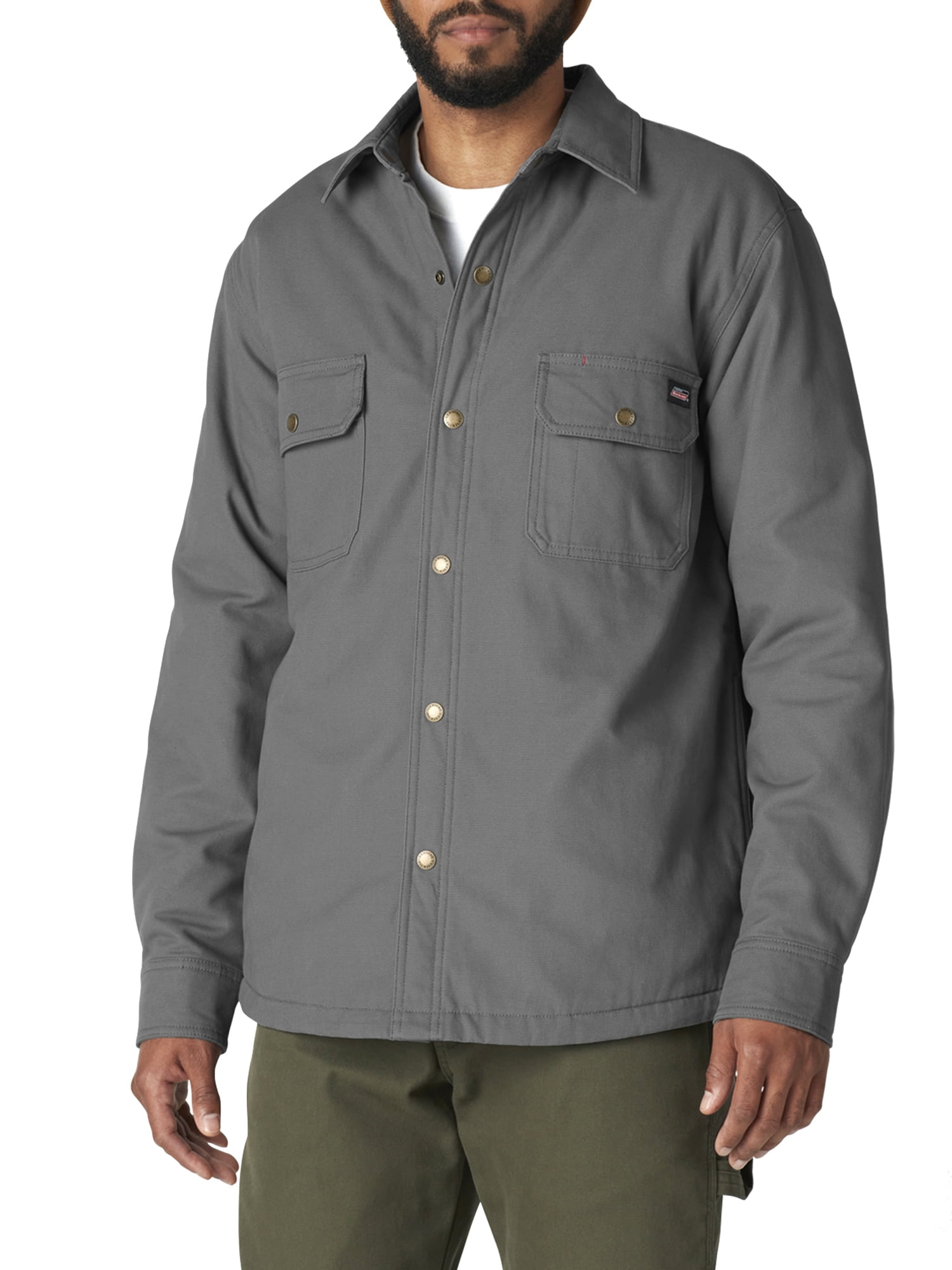 Genuine Dickies Mens Flannel Lined Canvas Shirt Jacket
