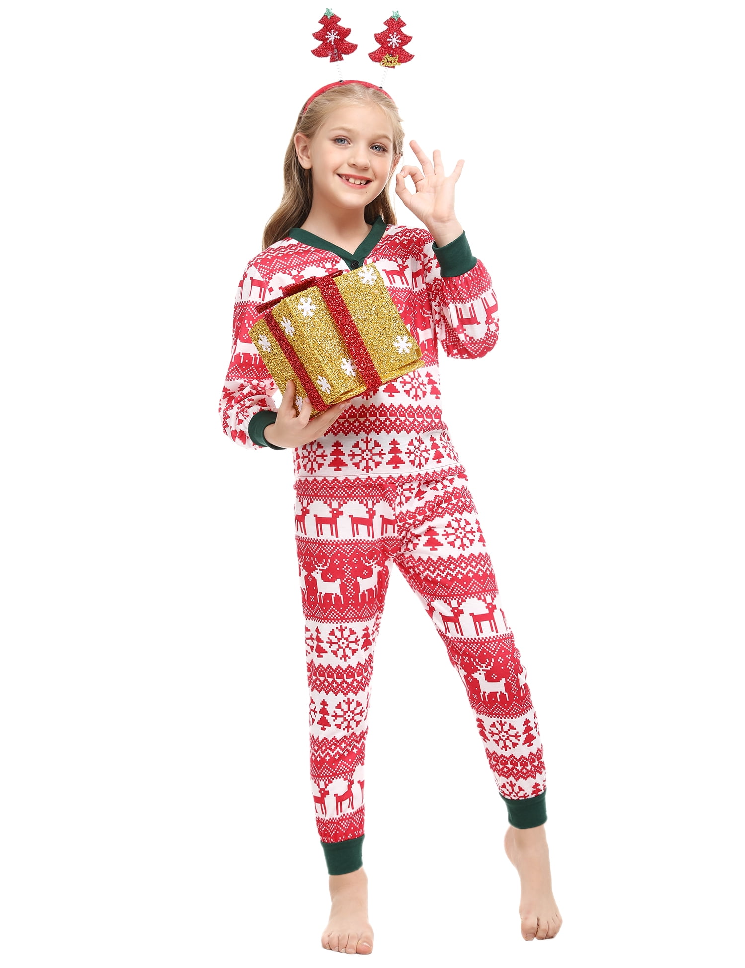 Uniexcosm Big Girls Sleepwear Pajamas Set 2 Piece Loungewear Long ...