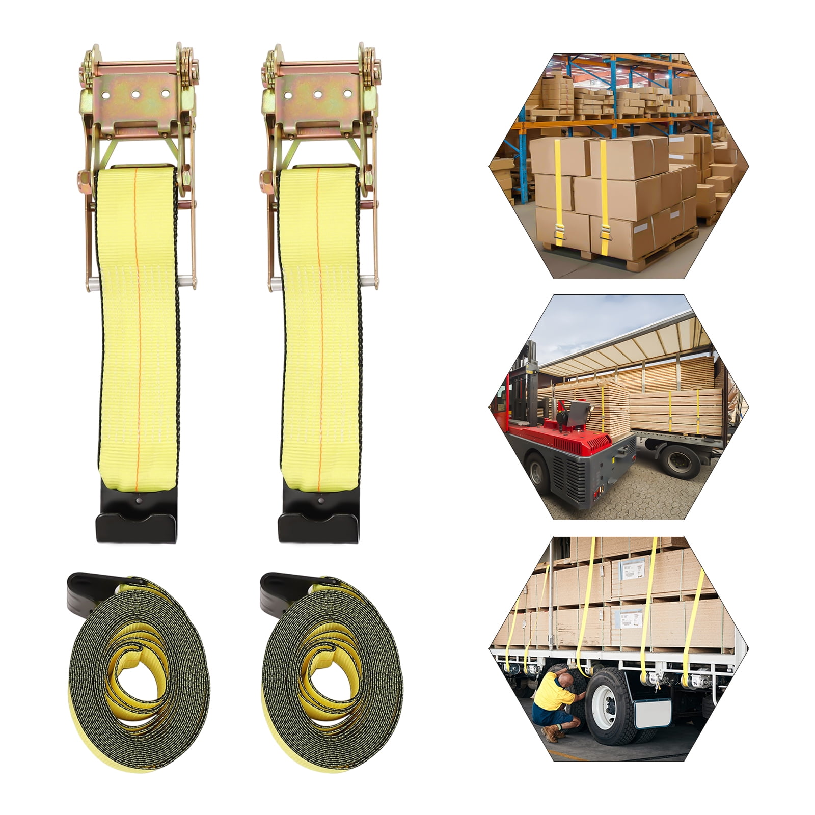 Miumaeov 4" x 30' Ratchet Straps with Flat Hooks Heavy Duty Cargo Tie ...