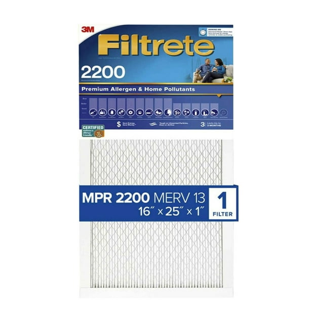 Filtrete by 3M, 16x25x1, Elite Allergen Reduction HVAC Furnace Air Filter, 2200 MPR, 1 Filter ...