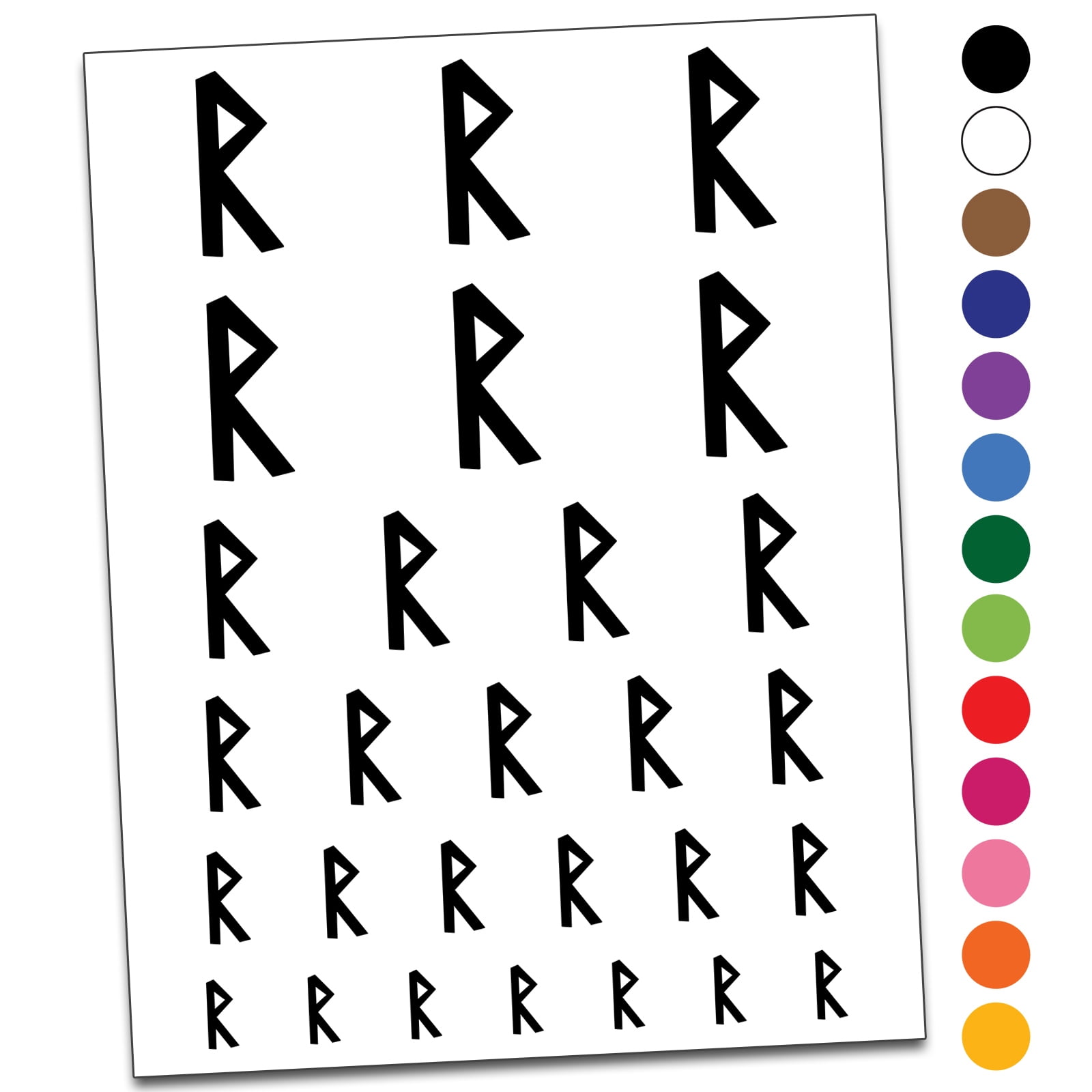 Norse Viking Dwarven Rune Letter R Water Resistant Temporary Tattoo Set ...