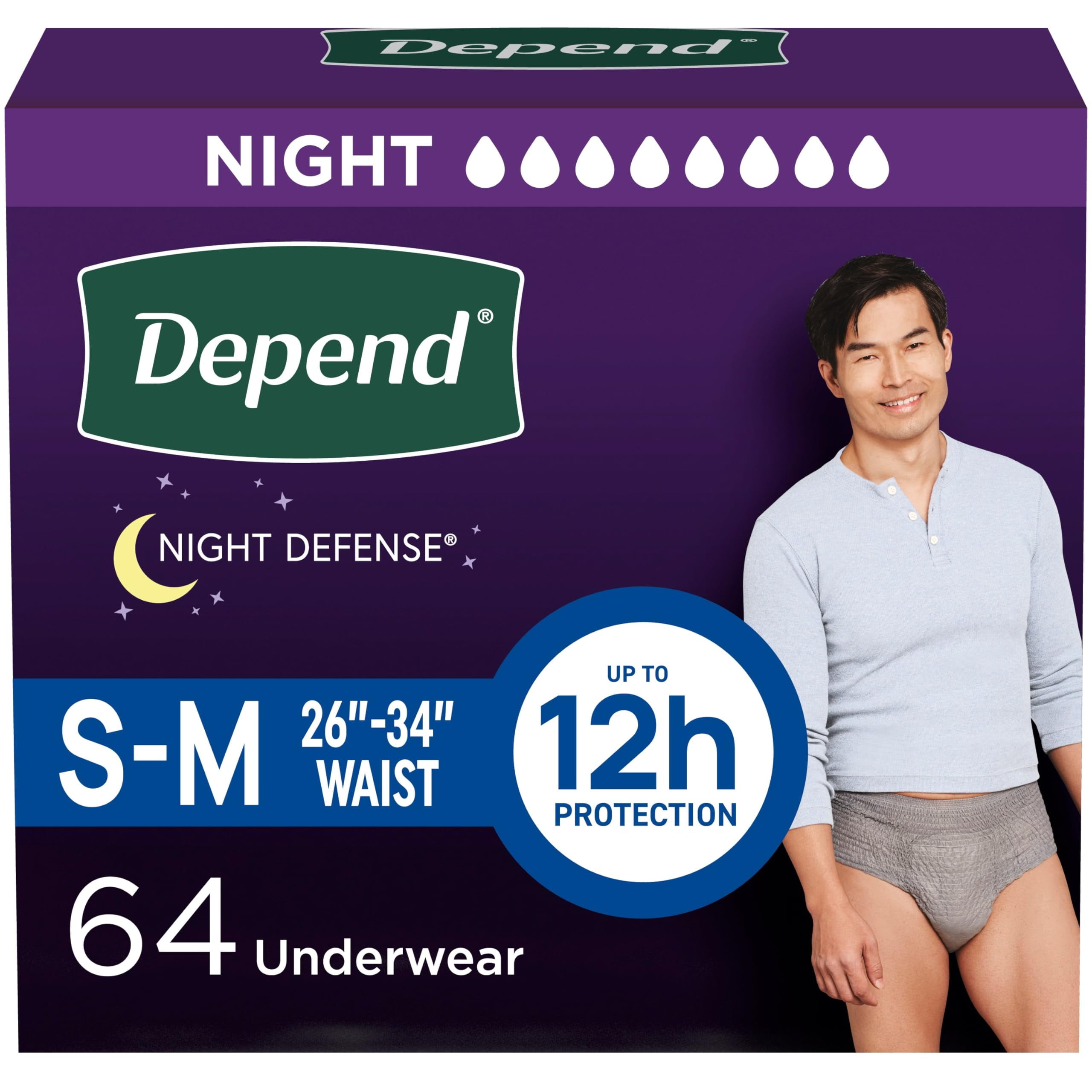 Ropa interior para adultos para incontinencia Depend Night Defense para ...