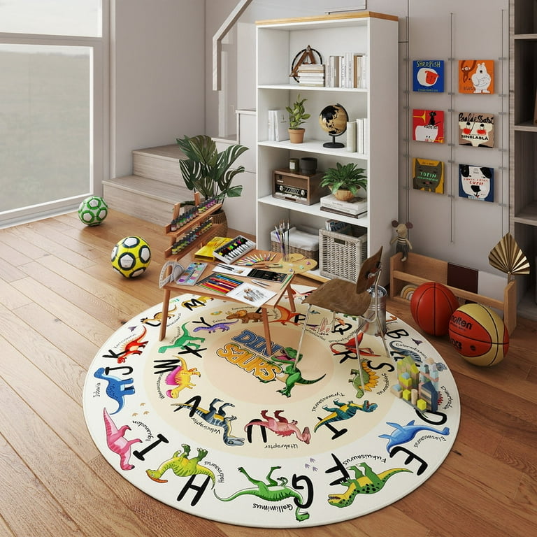 Educational Carpet ABC Round Rug For Kids - 47 Inch Alphabet ...