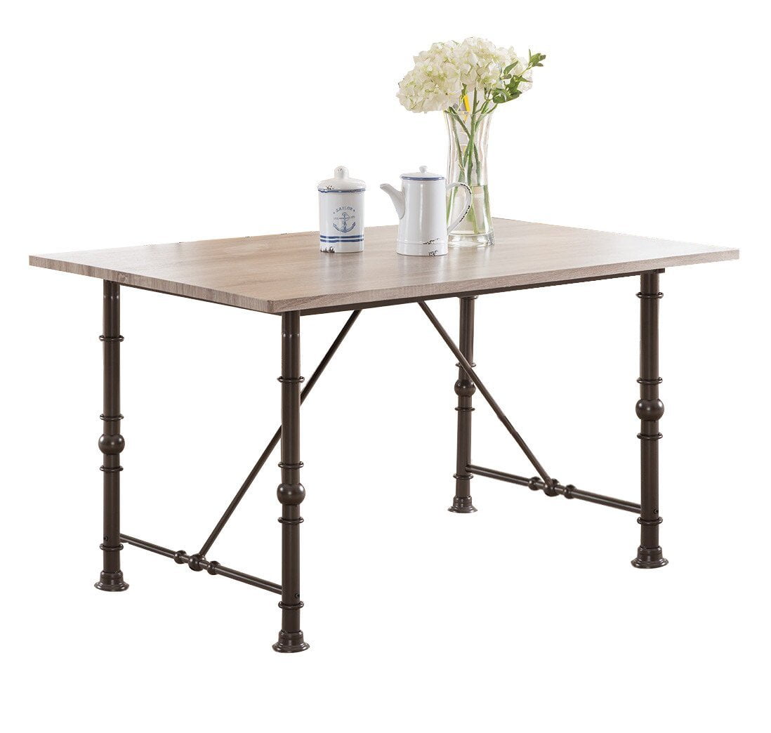 Celine Kitchen Dinette Dining Table, Copper Metal Frame & Gray Wood Top ...