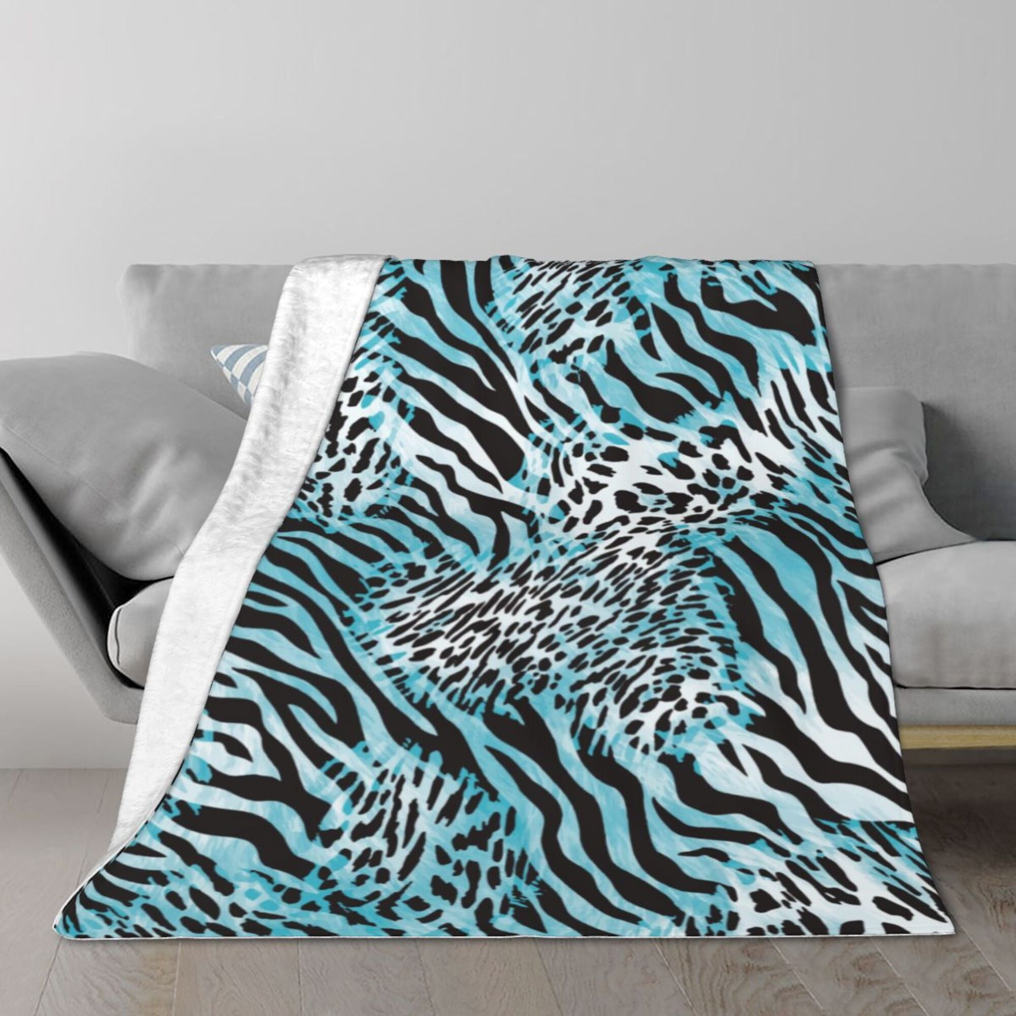 TEQUAN Double Layer Plush Bed Blanket, Zebra Leopard Print Animal ...