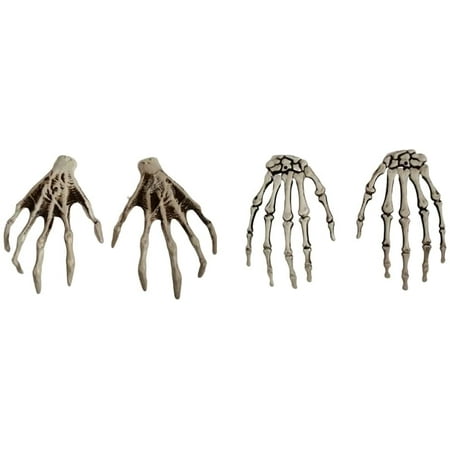 HTCM 2 Pairs Halloween Skeleton Hands, Plastic Fake Skeleton Hands ...