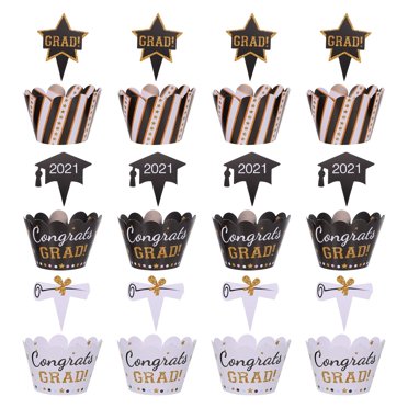 Graduation 3D Grad Hat Cake Topper Decor (12/PKG) | Food-Safe Plastic ...