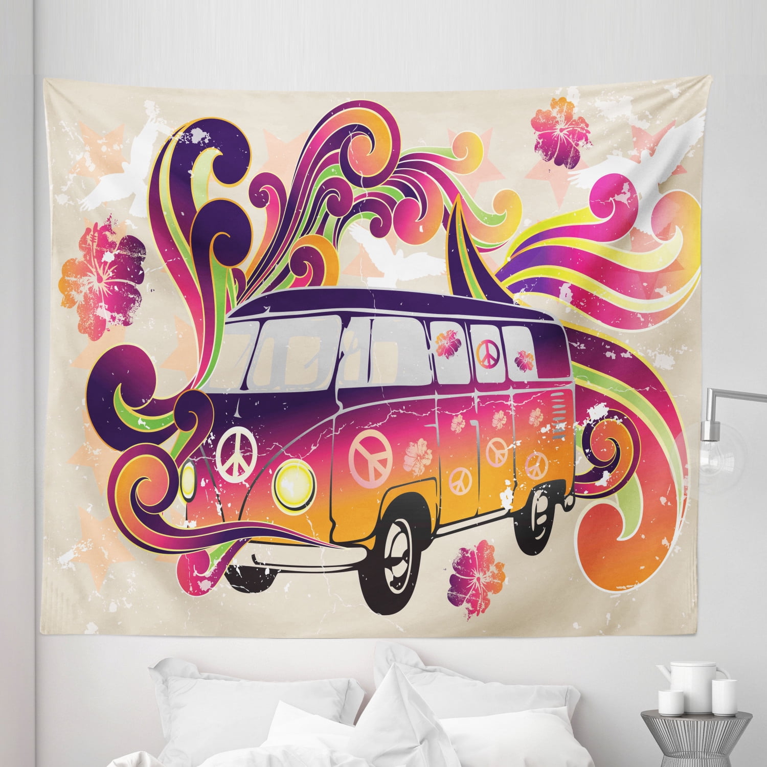 Boho Tapestry, Peace Van Funny Minivan Explorer Caravan Paisley ...