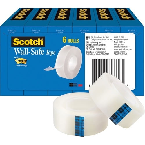 Scotch Scotch Wall-Safe Tape 22.22 yd Length x 0.75" Width - 6 / Pack ...