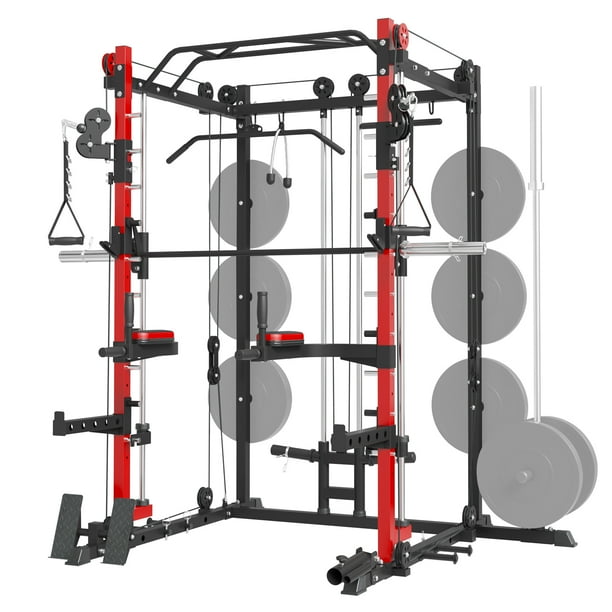 Mikolo Smith Machine Home Gym, 2000lbs Squat Rack with LAT-Pull Down ...