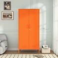 Industrial 67" Orange Lockable Metal 2-Door Storage Cabinet, Multi ...