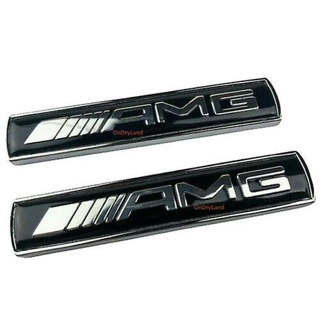 Mercedes benz side wing fender badge black/chrome emblem boot for amg ...
