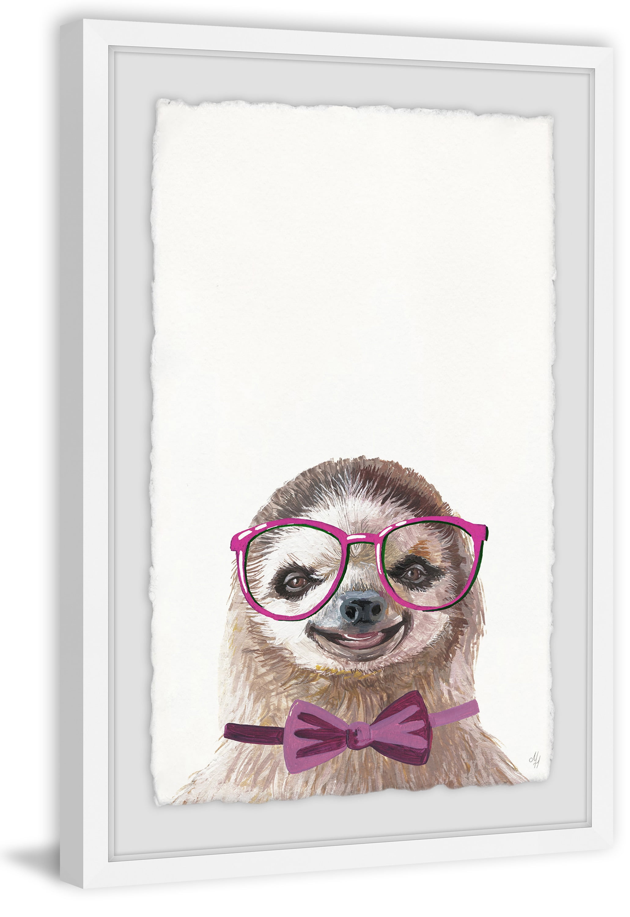 Sloth with a Bow Framed Painting Print - Walmart.com