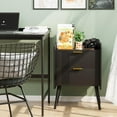 Black Nightstand Modern Bedside Table with 2 Storage Drawer, Small ...