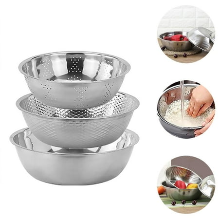 QualitChoice Stainless Steel Basin Rice Drain Sieve Basket Washing ...