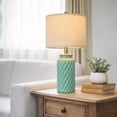 20.5" Tiffany Blue-2 Pack Ceramic Table Lamps for Bedroom Living Room ...