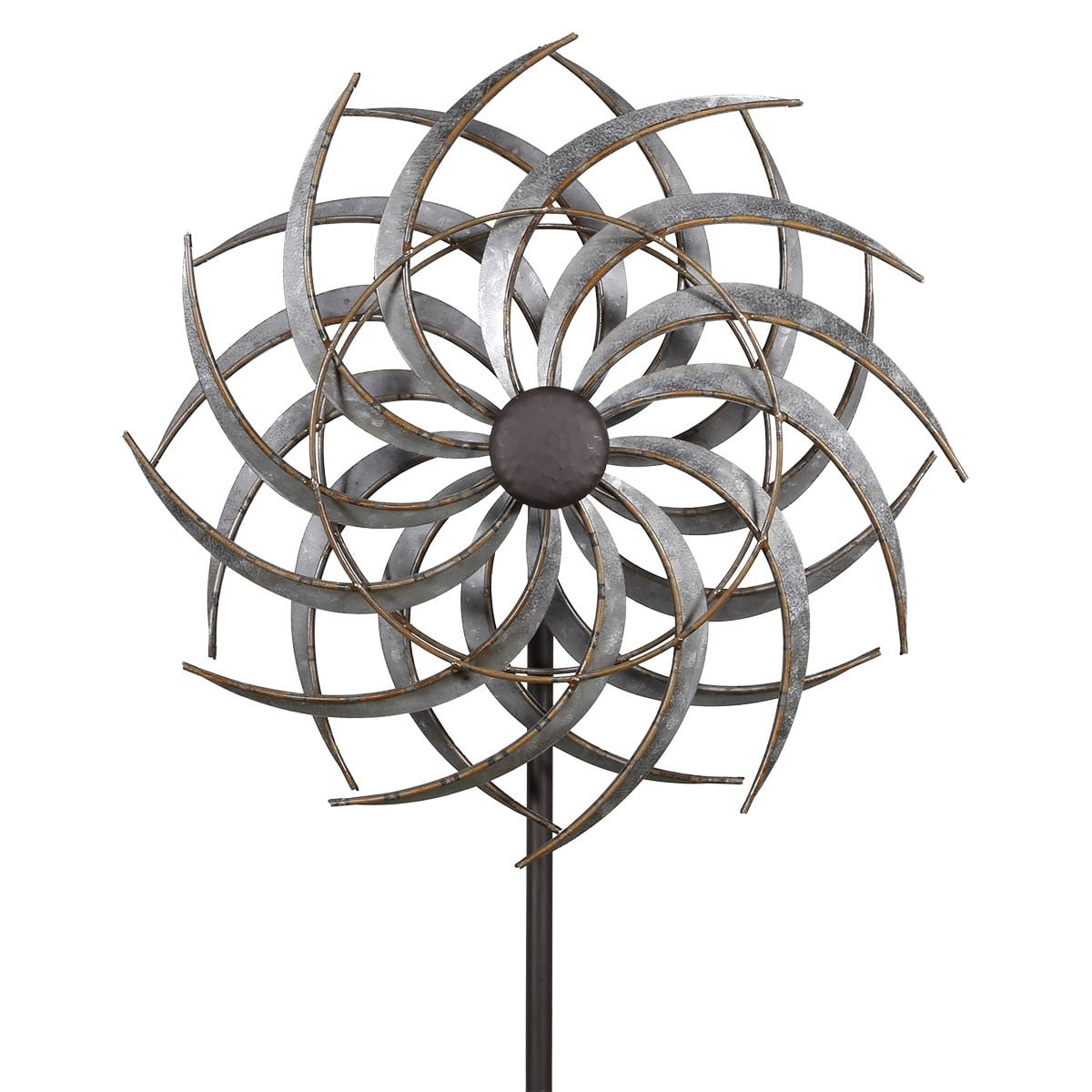 Alpine Corporation 58" Galvanized Metal Windmill Spinner Garden Stake ...