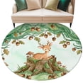 Cartoon Small Deer 8' Round Rug for Open Concept Living Room Seating ...