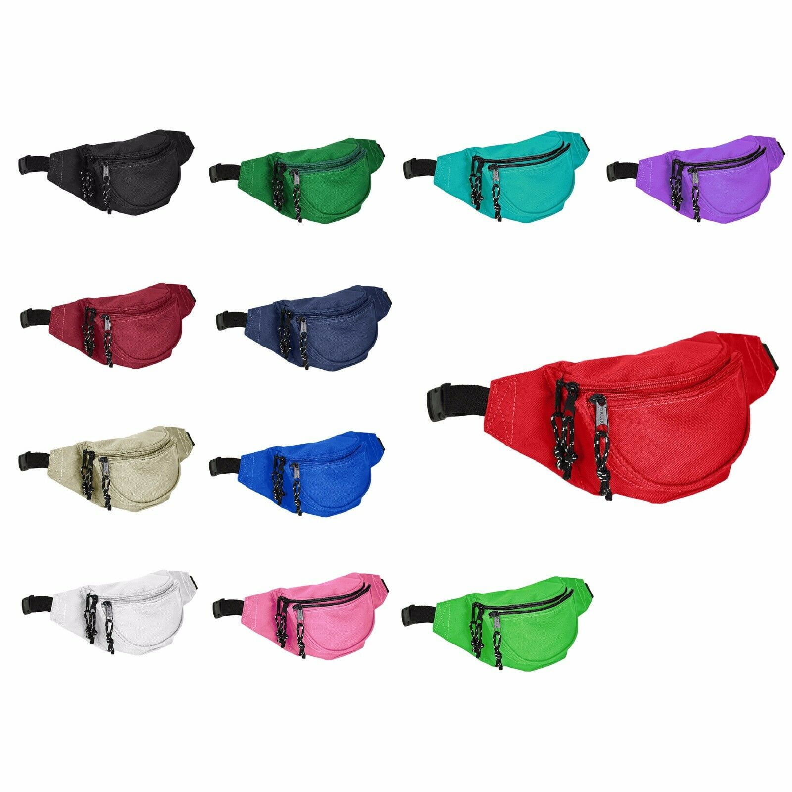 Solid Waist Pack Bag with 3-Zipper Pockets for Running Hiking Travel ...
