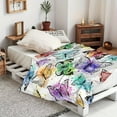 Butterfly Blanket - 1pc with White Background and Colorful Butterfly ...