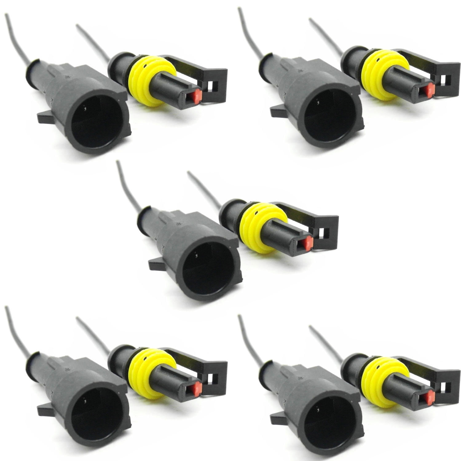 TrendBox (Pack of 5 Sets) 1 Pin Way Waterproof Electrical Connector ...